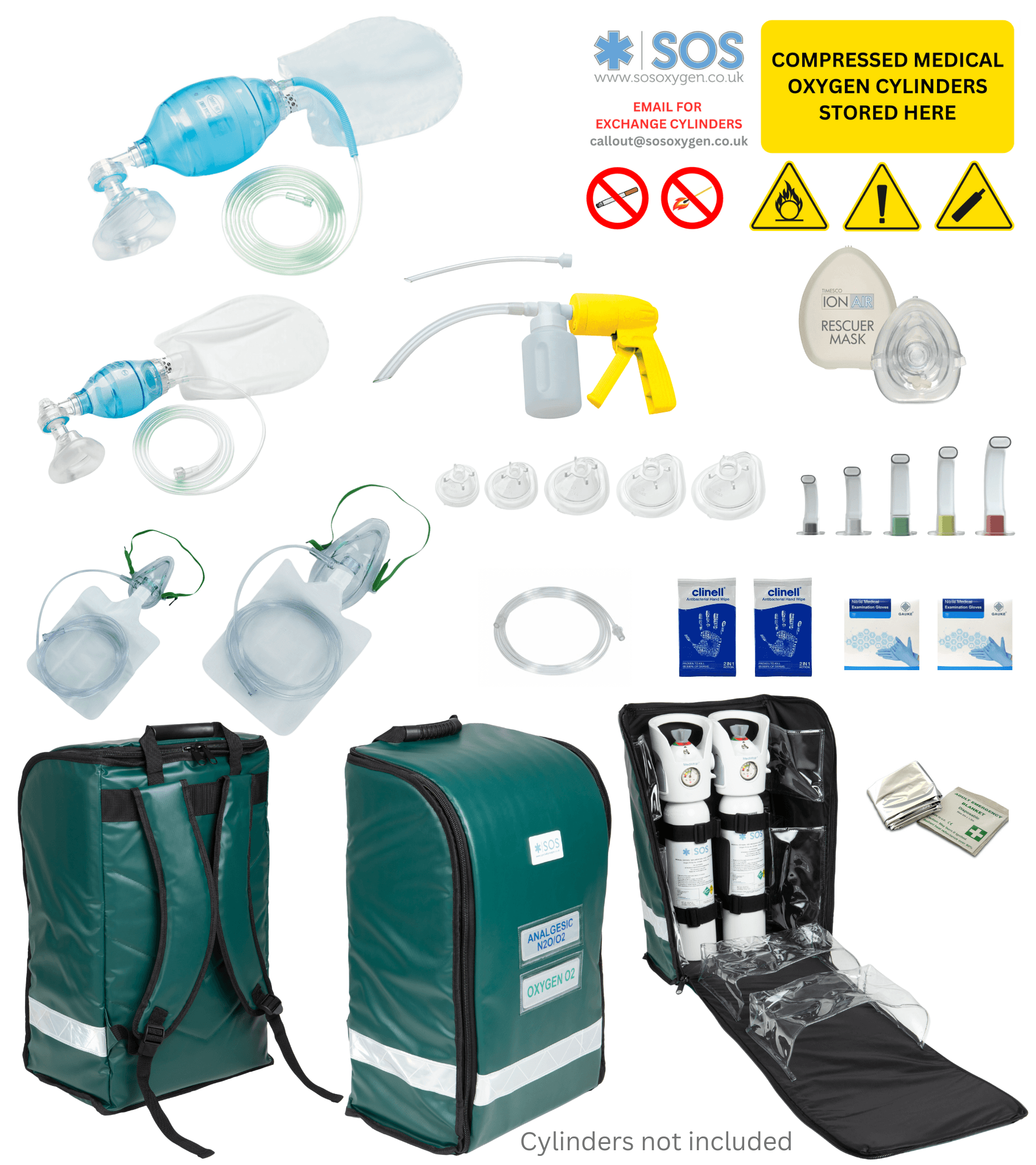 Dental Kit for Oxygen Administration with Backpack / Rucksack Bag - SOS ...